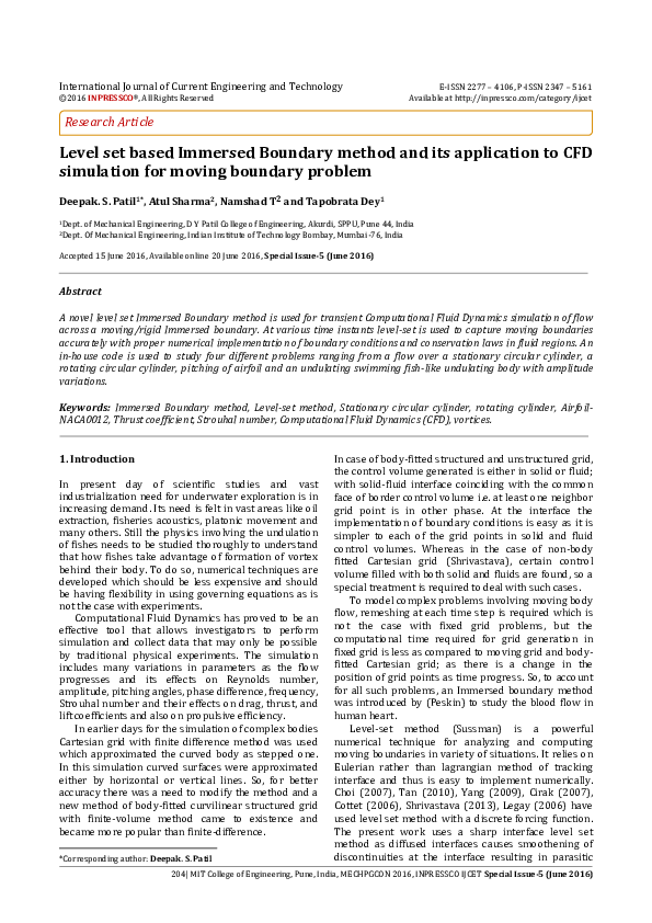 Level set based Immersed Boundary method and its application to CFD simulation for moving ...