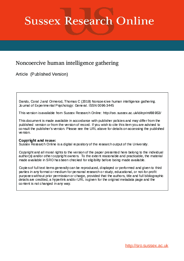 (PDF) Noncoercive human intelligence gathering