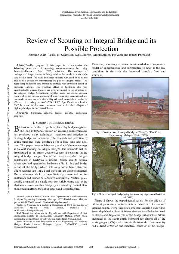 (PDF) Review Of Scouring On Integral Bridge And Its Possible Protection