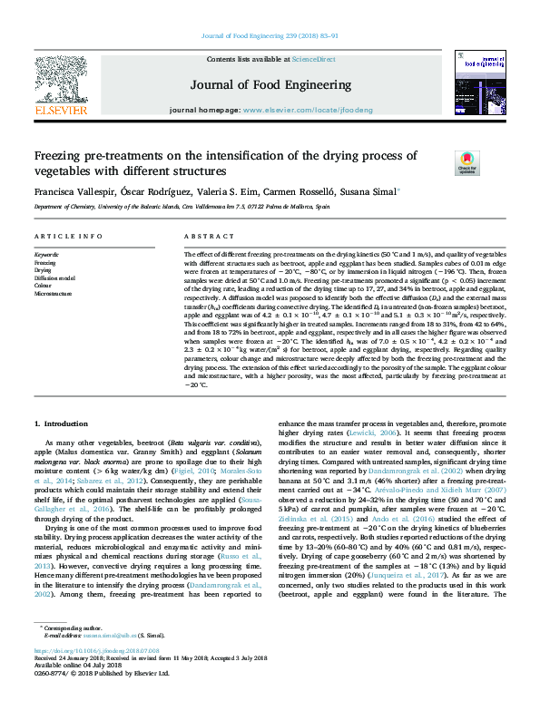 (PDF) Freezing pre-treatments on the intensification of the drying ...