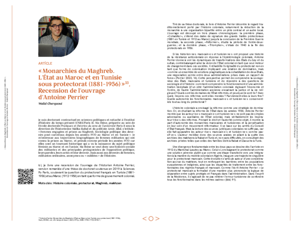 (PDF) « Monarchies du Maghreb. L'État au Maroc et en Tunisie sous ...