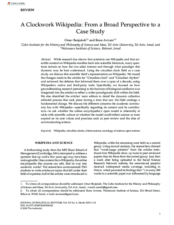 (PDF) A Clockwork Wikipedia: From a Broad Perspective to a Case Study