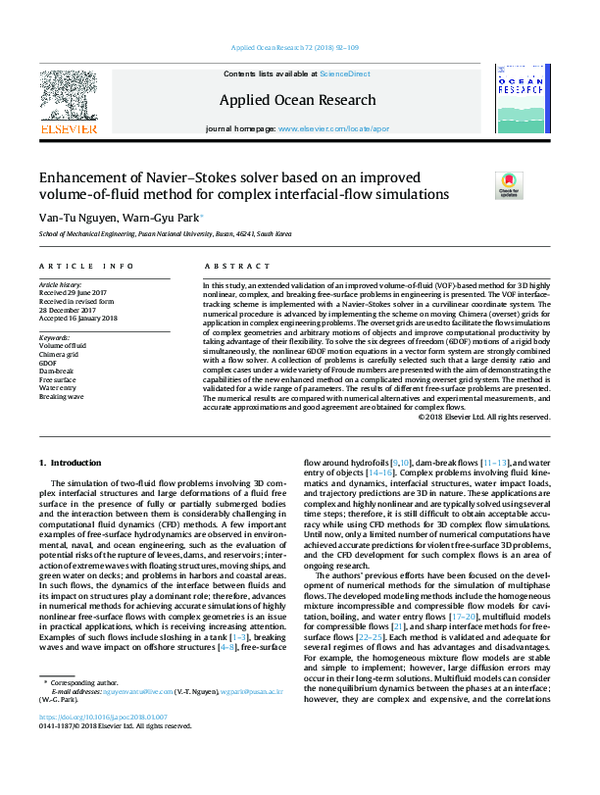 (PDF) Enhancement of Navier–Stokes solver based on an improved volume ...