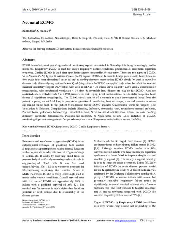 (PDF) Neonatal ECMO
