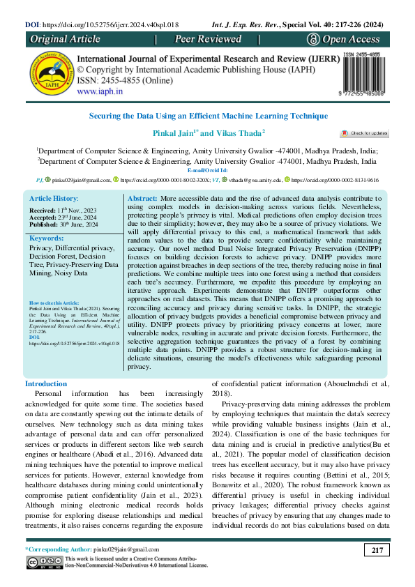 (PDF) Securing the Data Using an Efficient Machine Learning Technique