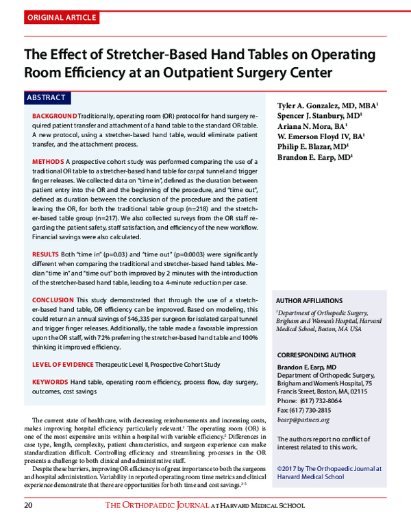 (PDF) The Effect of Stretcher-Based Hand Tables on Operating Room ...