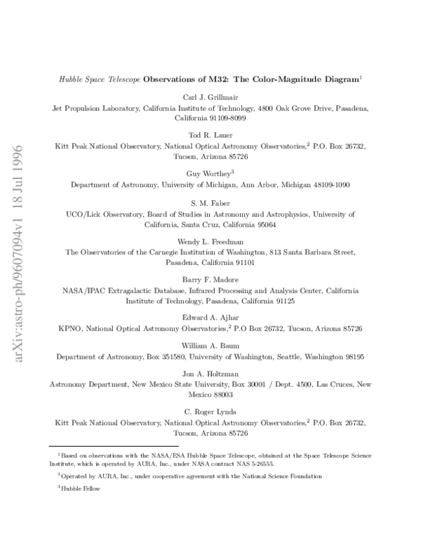 (PDF) Hubble Space Telescope Observations of M32: The Color-Magnitude ...