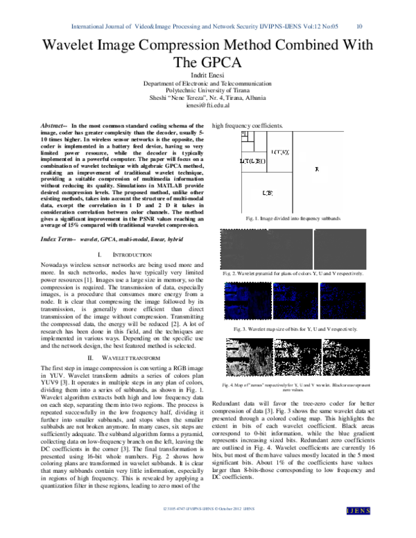 (PDF) Wavelet Image Compression Method Combined with the GPCA