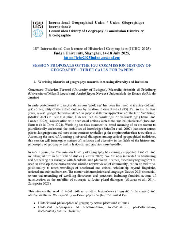 (PDF) 18th International Conference of Historical Geographers (ICHG ...