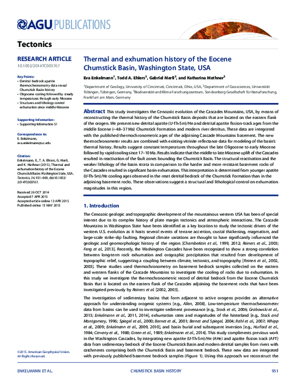 (PDF) Thermal and exhumation history of the Eocene Chumstick Basin ...