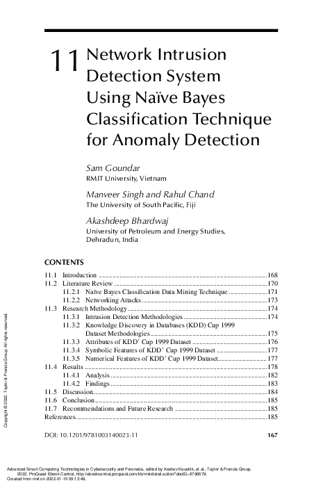 (PDF) Network Intrusion Detection System Using Naïve Bayes Classification Technique for Anomaly ...