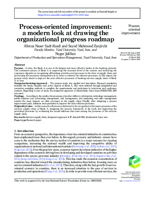 (PDF) Process-oriented improvement: a modern look at drawing the organizational progress roadmap