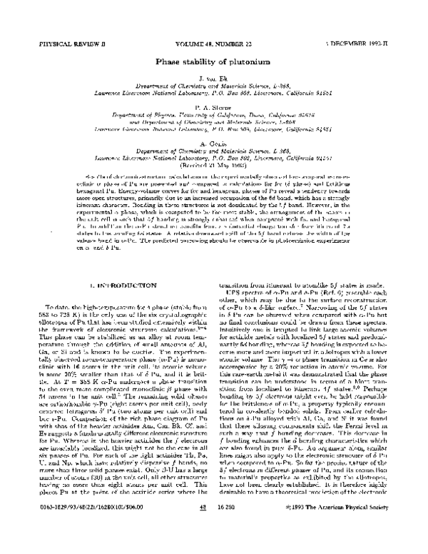 (PDF) Phase stability of plutonium