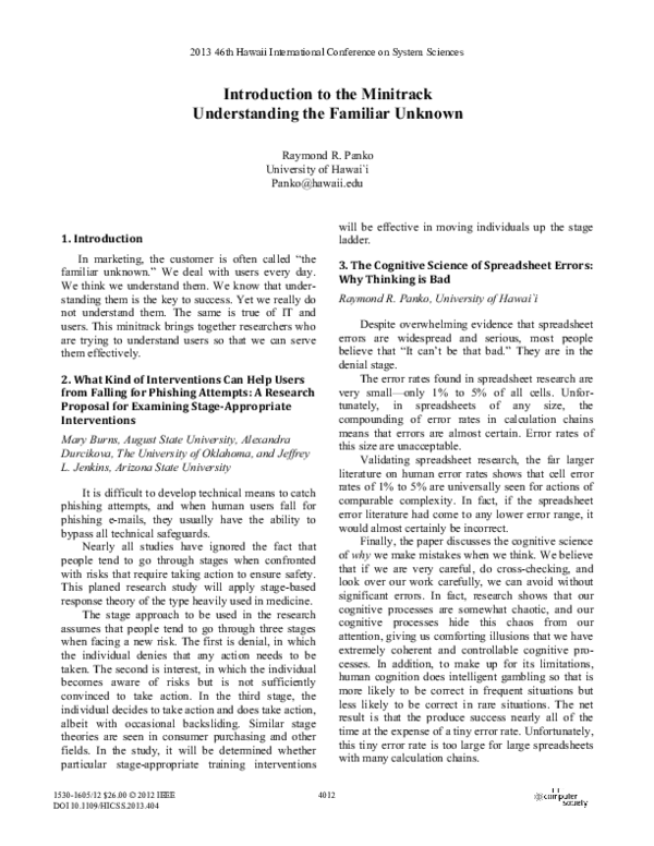 (PDF) Introduction to Understanding the Familiar Unknown Minitrack