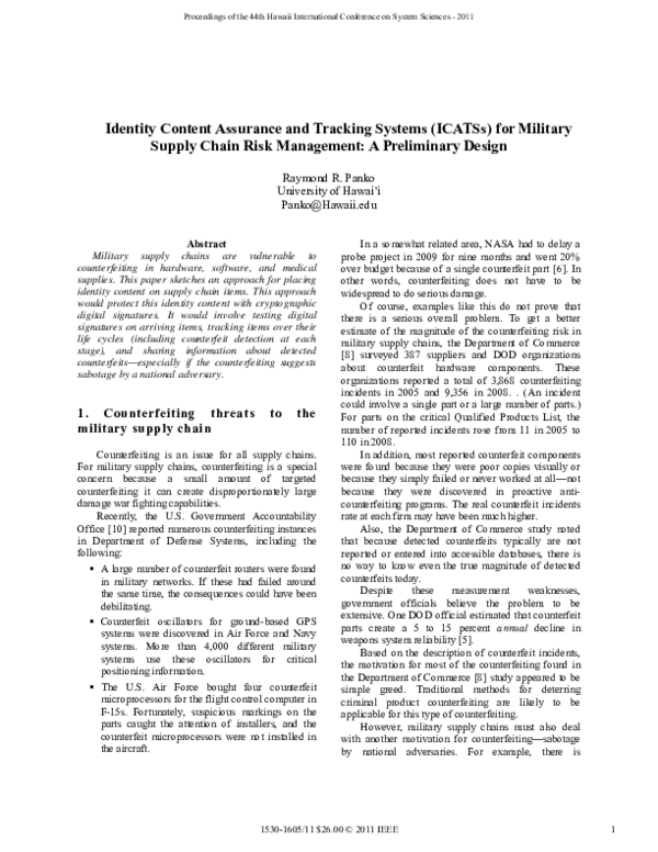 (PDF) Identity Content Assurance and Tracking Systems (ICATSs) for ...