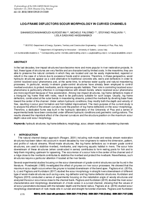 (PDF) Log-Frame Deflectors Scour Morphology in Curved Channels