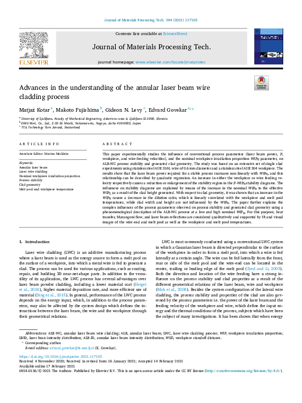 (PDF) Advances in the understanding of the annular laser beam wire cladding process