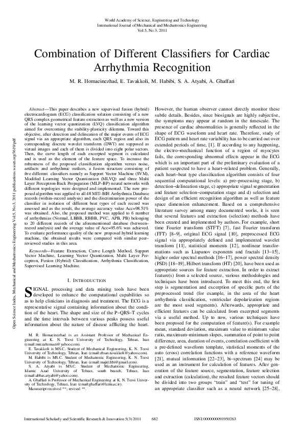 (PDF) Hybrid Classifiers for ECG Arrhythmia Detection (PDF) Hybrid Classifiers for ECG Arrhythmia Detection