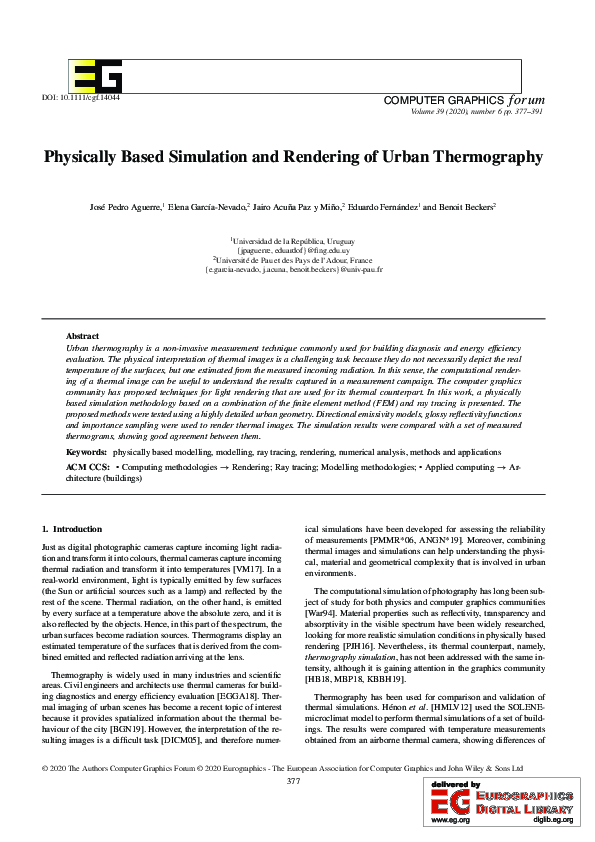 (PDF) Physically Based Simulation and Rendering of Urban Thermography