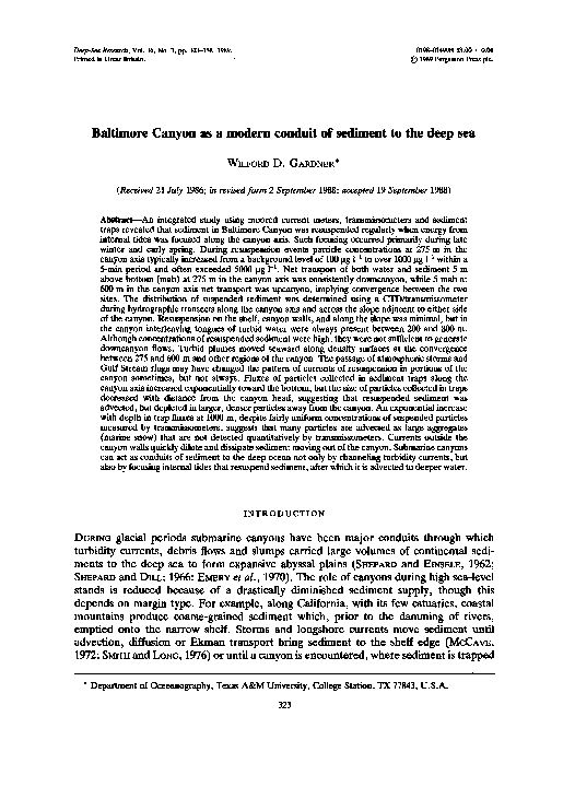 (PDF) Baltimore Canyon as a modern conduit of sediment to the deep sea