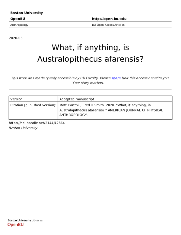 (PDF) What, if anything, is Australopithecus afarensis?