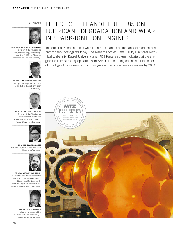 (PDF) Effect of ethanol fuel E85 on lubricant degradation and wear in ...
