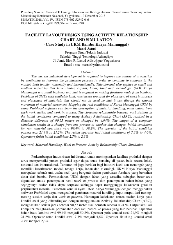 (PDF) Facility Layout Design Using Activity Relationship Chart and Simulation (Case Study in UKM ...