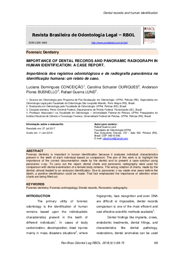 (PDF) Importance of Dental Records and Panoramic Radiograph in Human ...