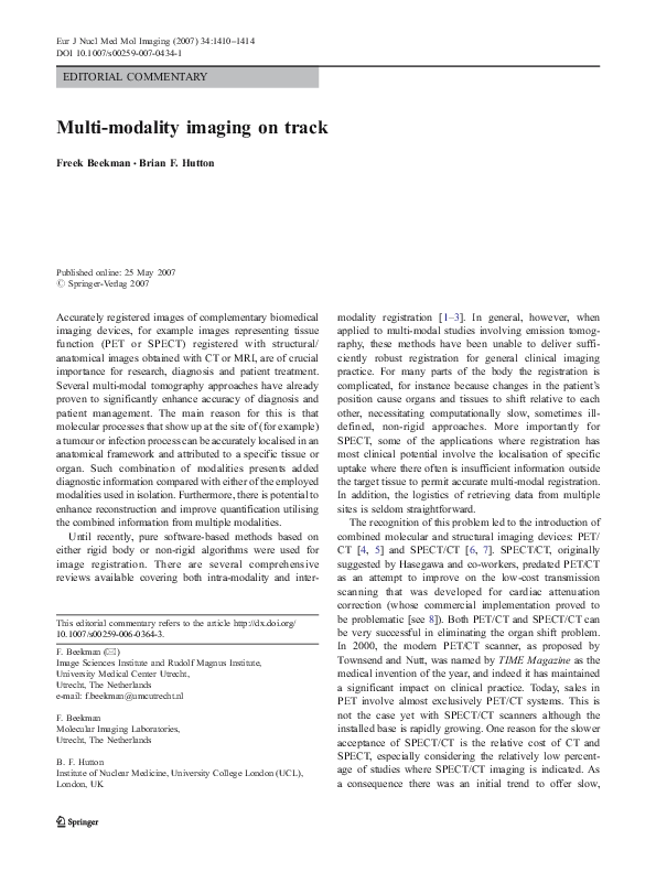 (PDF) Multi-modality imaging on track