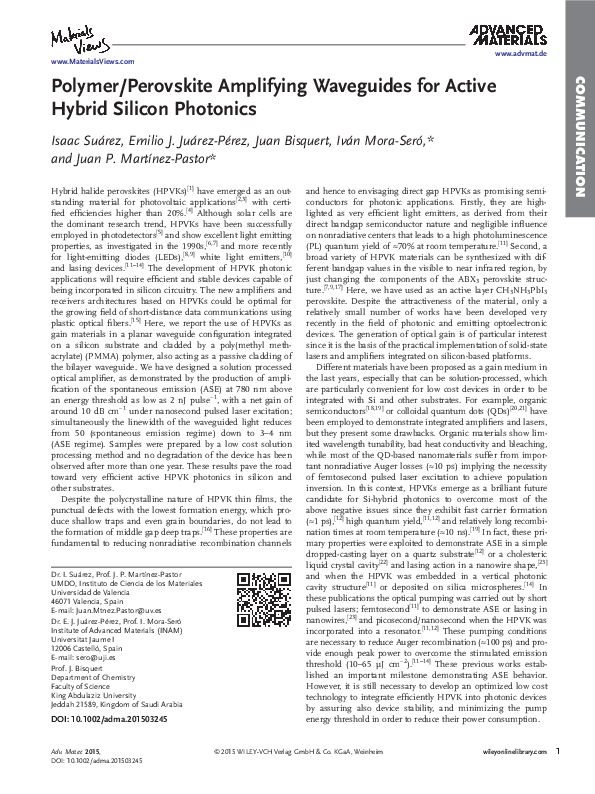 (PDF) Polymer/Perovskite Amplifying Waveguides for Active Hybrid ...