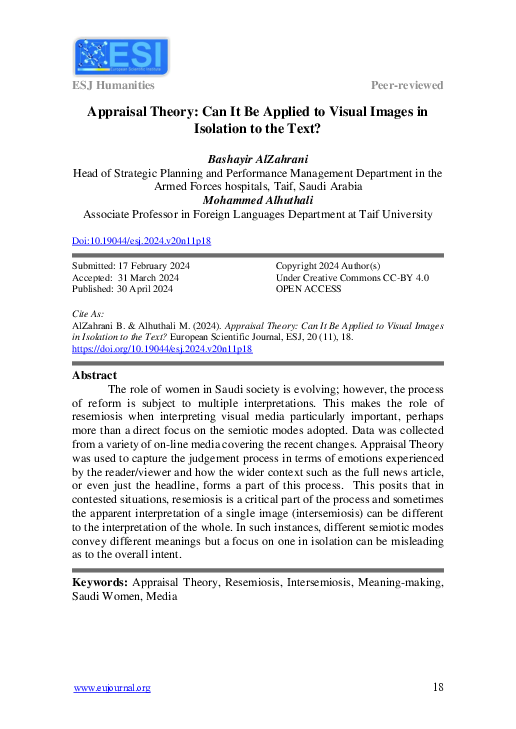 (PDF) Appraisal Theory: Can It Be Applied to Visual Images in Isolation ...