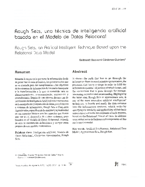 (PDF) Rough Sets, una técnica de inteligencia artificial basada en el ...