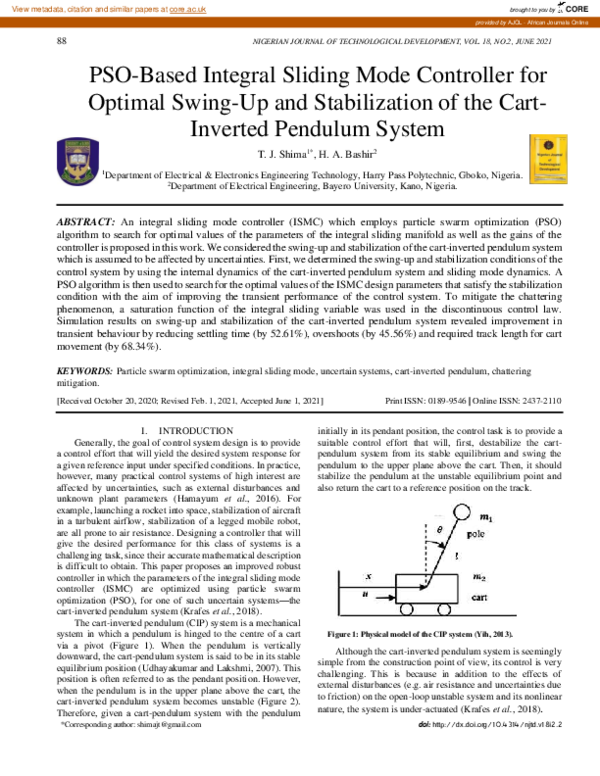 (PDF) PSO-Based Integral Sliding Mode Controller for Optimal Swing-Up ...