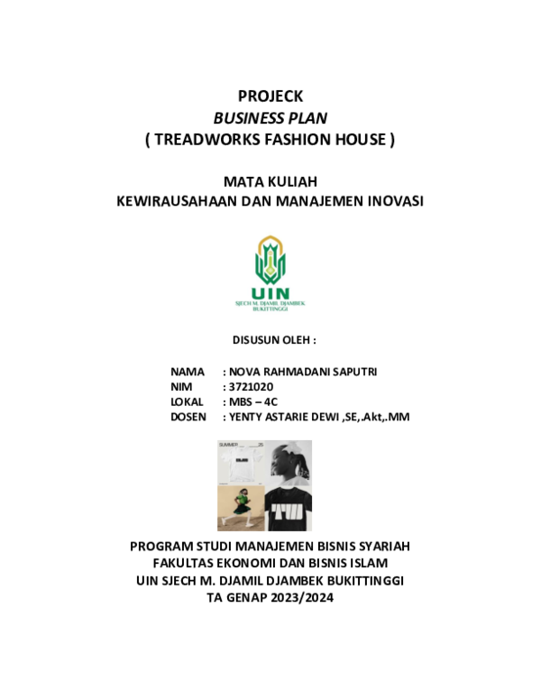 (PDF) PROJECK BUSINESS PLAN ( TREADWORKS FASHION HOUSE