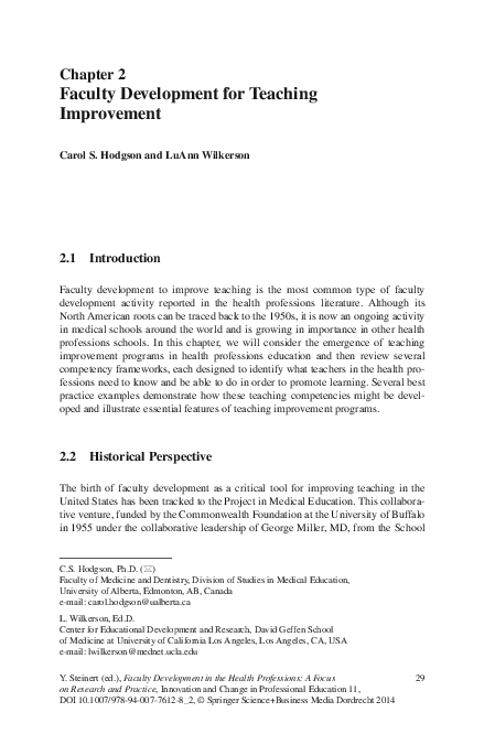 (PDF) Faculty Development for Teaching Improvement