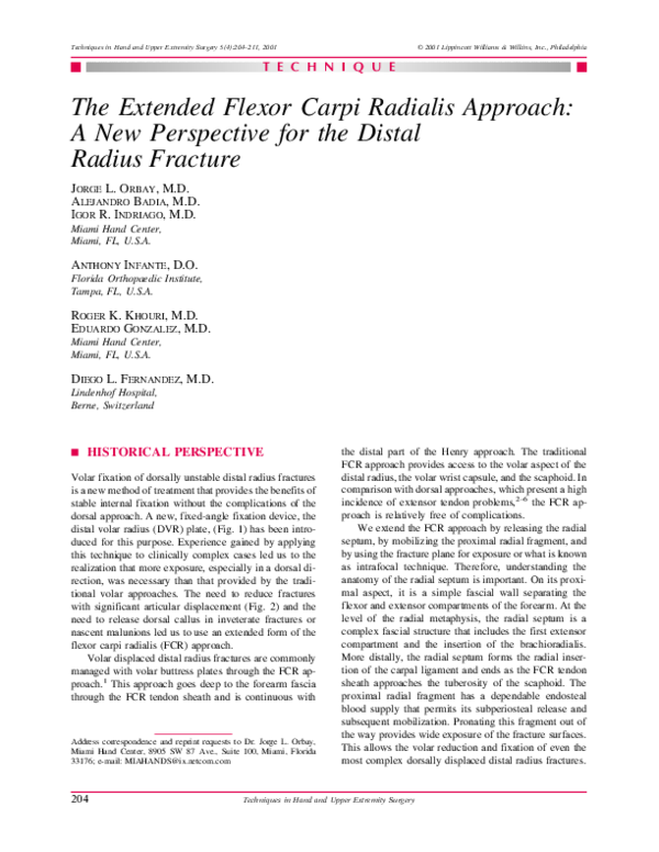 (PDF) The Extended Flexor Carpi Radialis Approach: A New Perspective ...