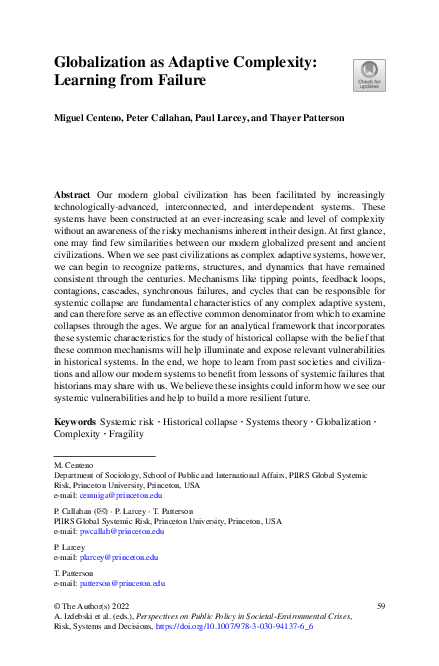 (PDF) Globalization as Adaptive Complexity: Learning from Failure