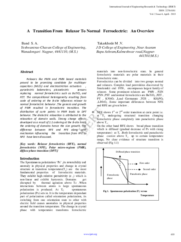(PDF) A Transition From Relaxor To Normal Ferroelectric: An Overview