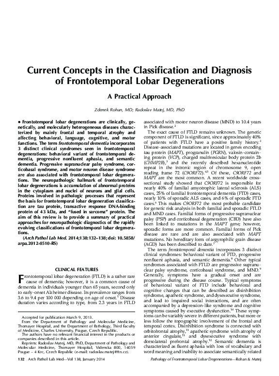(PDF) Current Concepts in the Classification and Diagnosis of ...