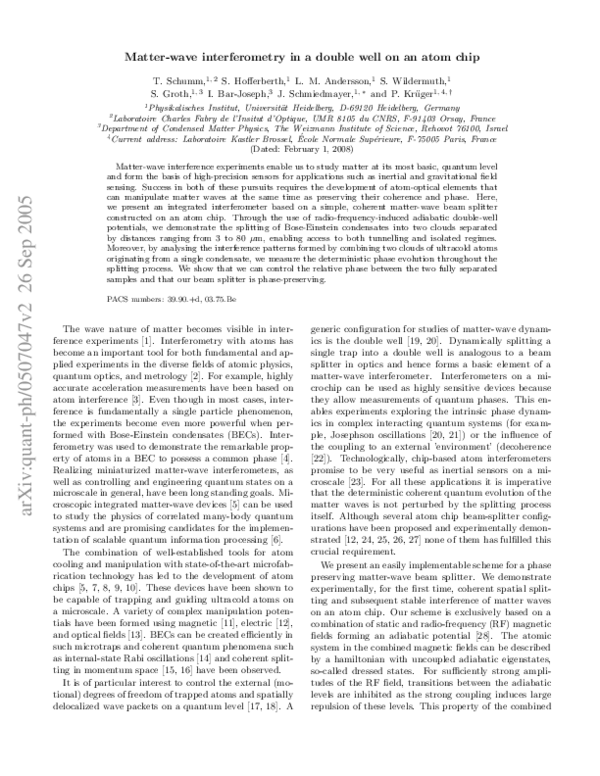 (PDF) Matter-wave interferometry in a double well on an atom chip