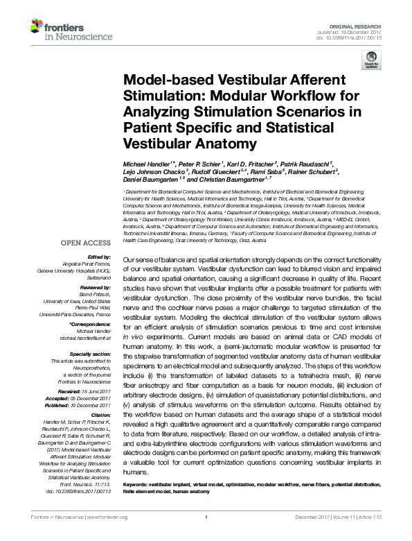 (PDF) Model-based Vestibular Afferent Stimulation: Modular Workflow for ...