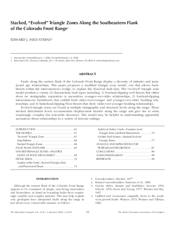 (PDF) Stacked, "Evolved" Triangle Zones Along the Southeastern Flank of ...
