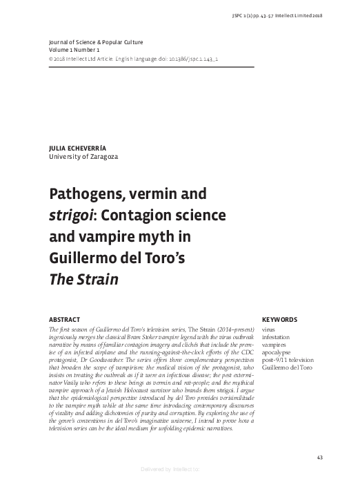 (PDF) Pathogens, vermin and strigoi: Contagion science and vampire myth ...