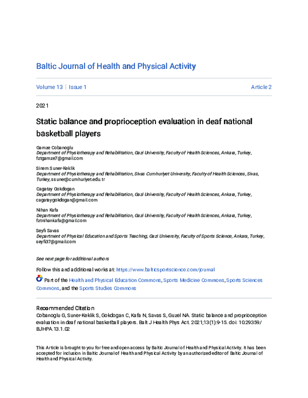 (PDF) Static balance and proprioception evaluation in deaf national ...