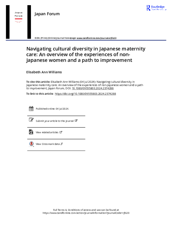 (PDF) Navigating cultural diversity in Japanese maternity care: An ...