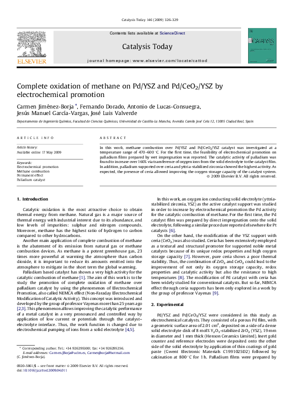 (PDF) Complete oxidation of methane on Pd/YSZ and Pd/CeO2/YSZ by ...