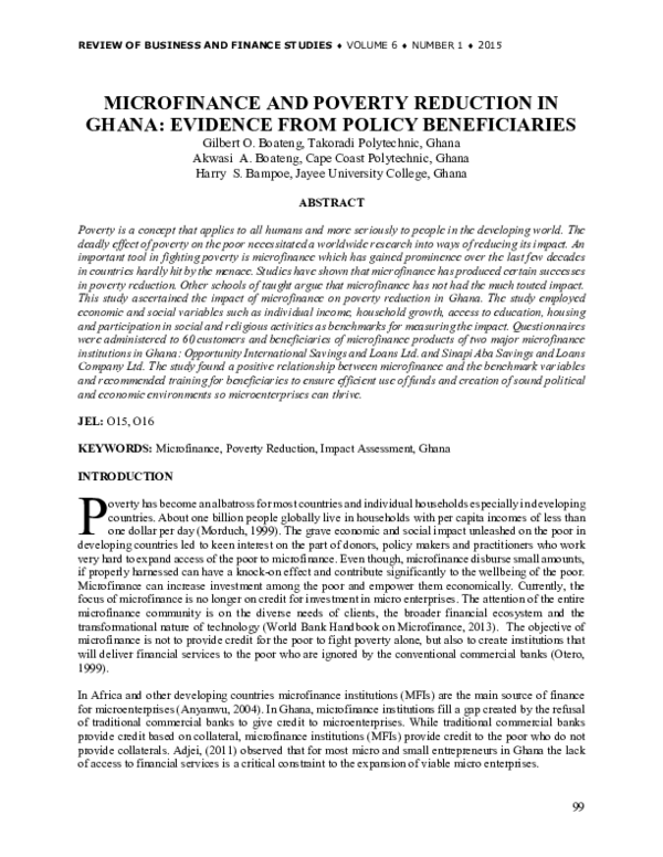 (PDF) Microfinance and Poverty Reduction in Ghana: Evidence from Policy ...