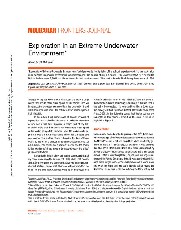 (PDF) MOLECULAR FRONTIERS JOURNAL Exploration in an Extreme Underwater ...