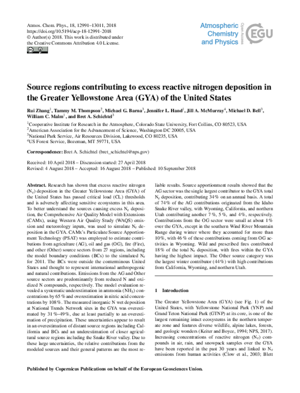 (PDF) Source regions contributing to excess reactive nitrogen ...
