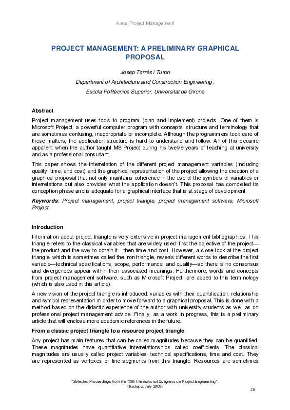 (PDF) Project management: a preliminary graphical proposal